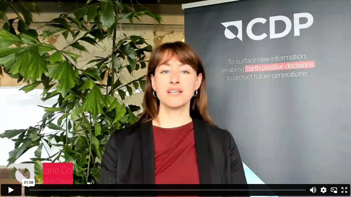 Ariane Coulombe (Market Director for the EMEA region – CDP) presents ...
